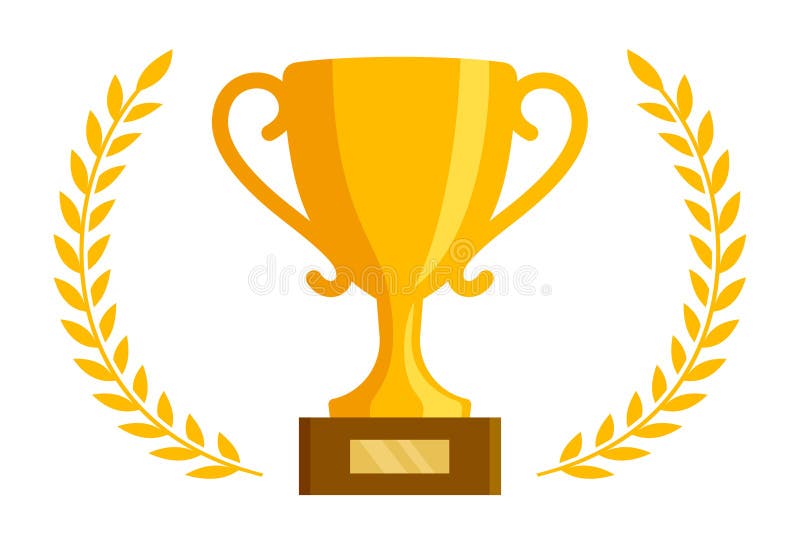 Golden Trophy of a Cup Shape on a Pedestal with Laurels by Side Stock ...