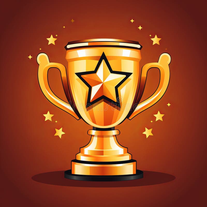 Golden Trophy Cup with Star Vector Illustration Stock Illustration ...
