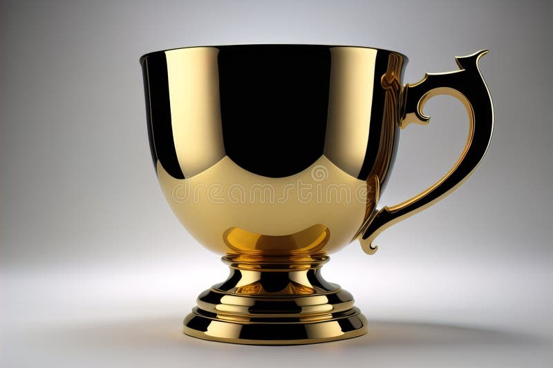Golden Trophy Cup on Wooden Table. Award Concept Stock Illustration ...