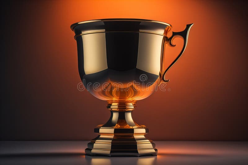 Golden Trophy Cup on Wooden Table. Award Concept Stock Illustration ...