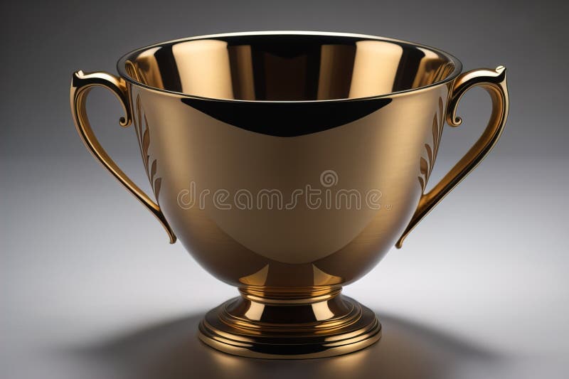 Golden Trophy Cup on Wooden Table. Award Concept Stock Illustration ...