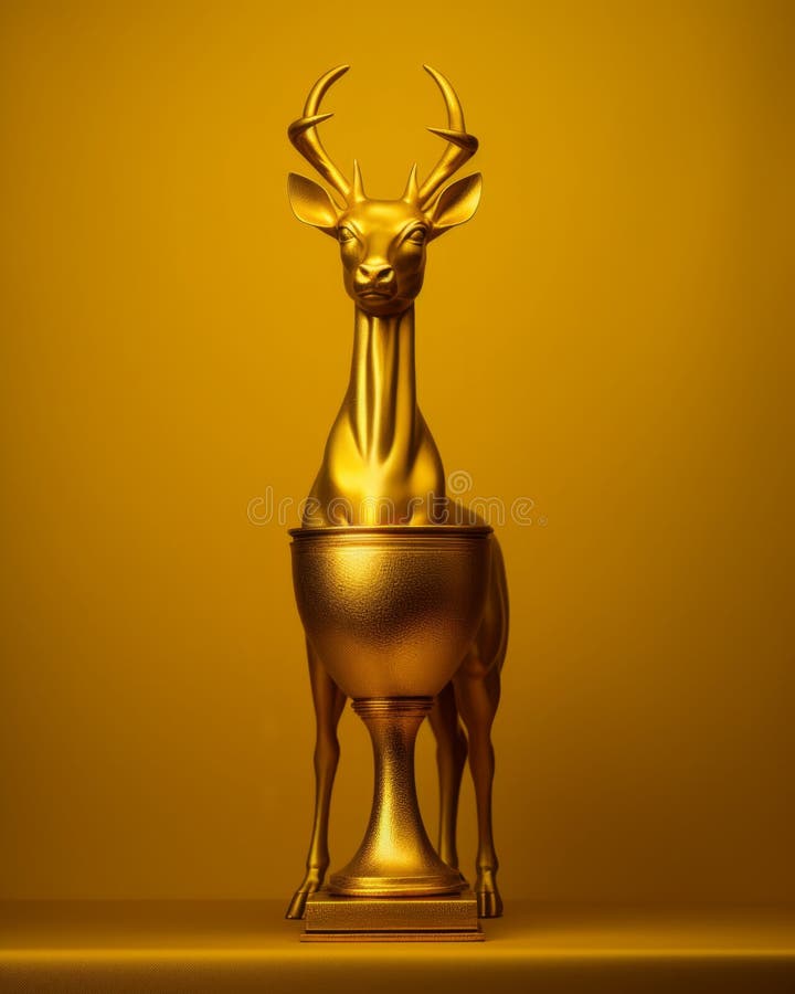 A Golden Trophy with a Deer on Top of it Stock Illustration ...