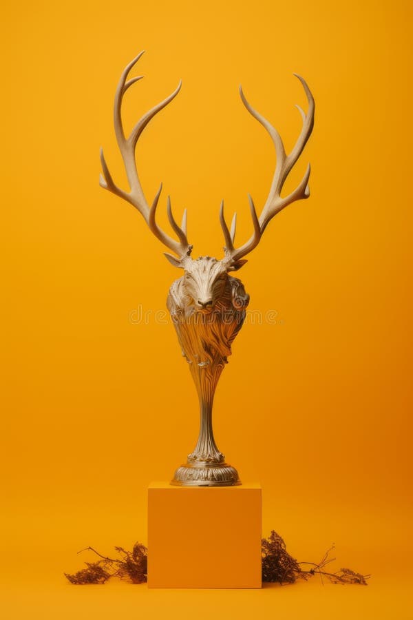 A Golden Trophy with a Deers Head on it Stock Illustration ...