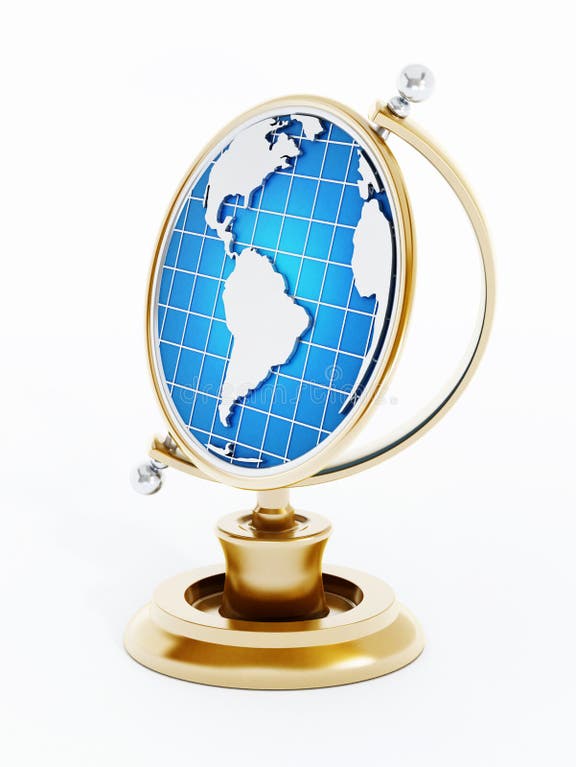 Golden Trophy with Earth Map. 3D Illustration Stock Illustration ...