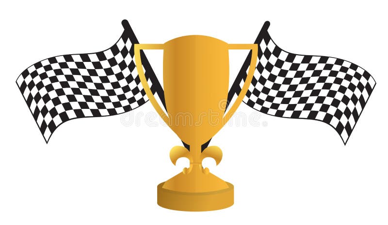 Racing Flags and Trophy on Vertical Blue Wave Stock Vector ...
