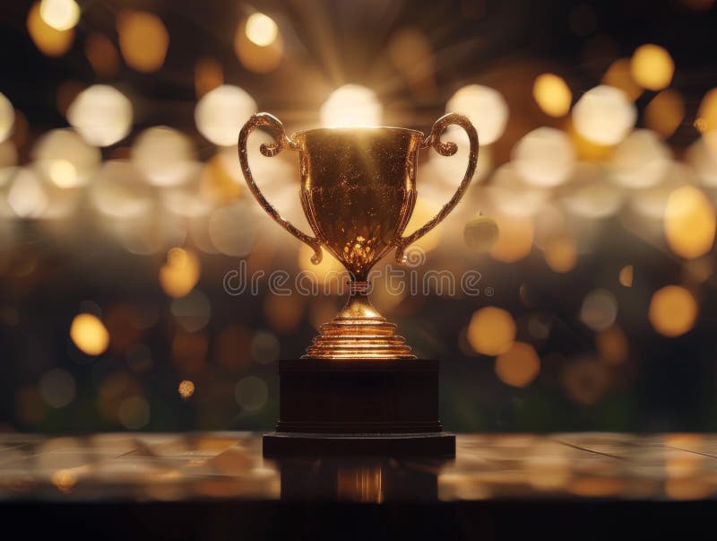 Golden Trophy with a Glowing Background Stock Illustration ...