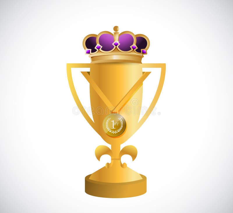 Golden Trophy and a Kings Crown Illustration Stock Photo - Image of ...