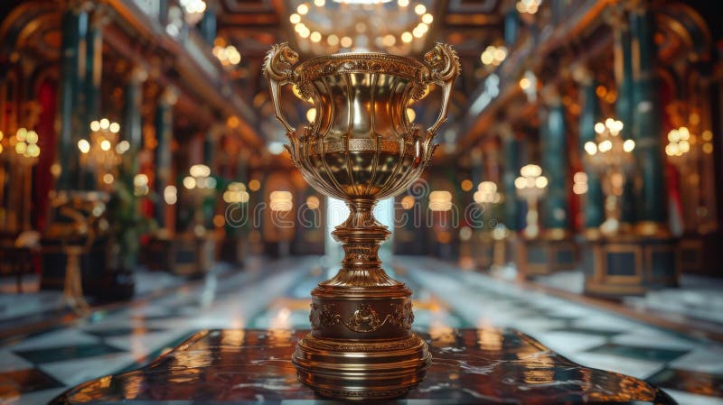 Golden Trophy in a Luxurious Hall - Generative Ai Stock Illustration ...