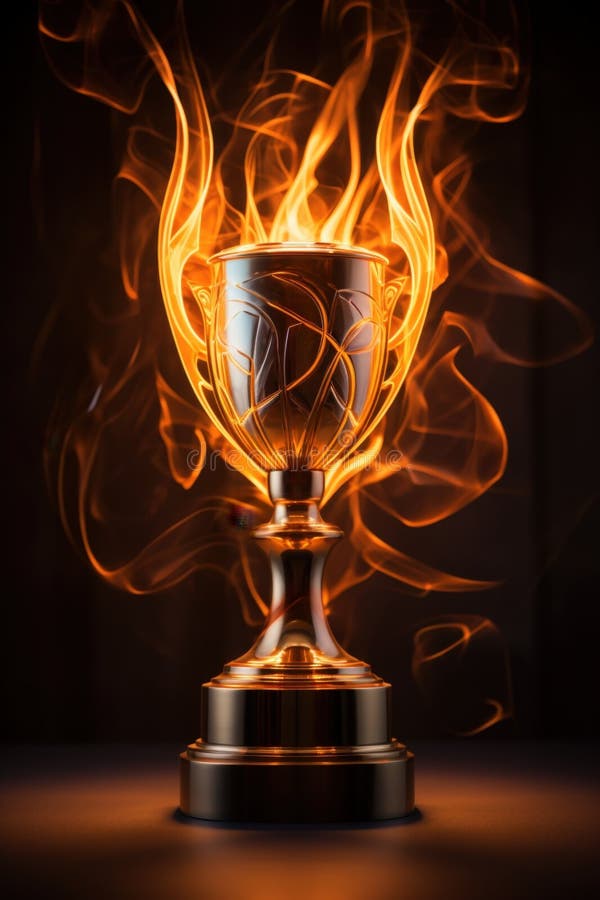 Golden Trophy with Neon Light Strips Stock Photo - Image of ceremony ...