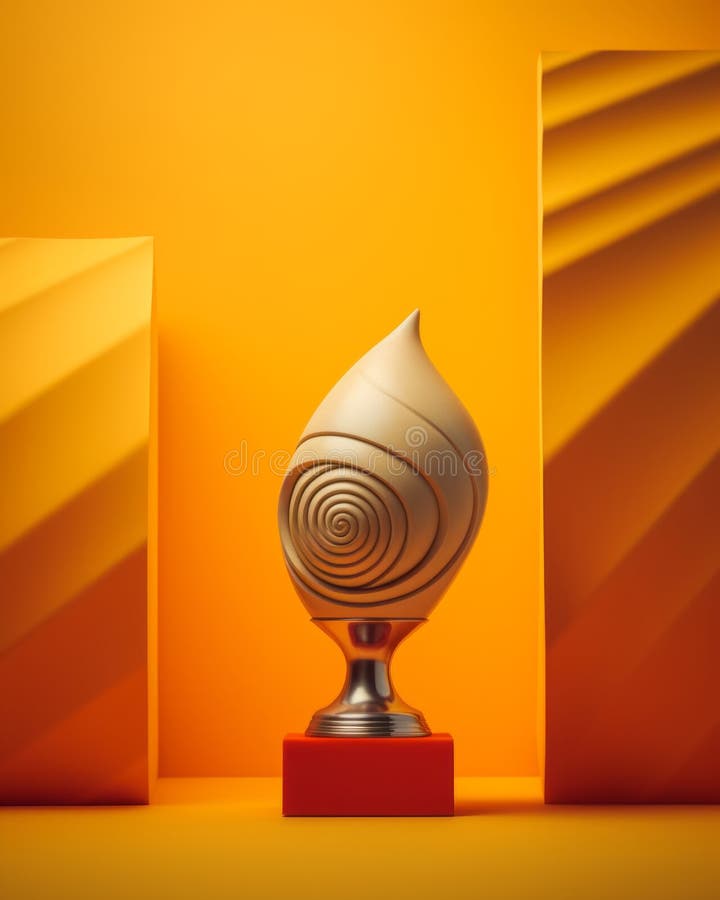 A Golden Trophy on an Orange Background Stock Illustration ...