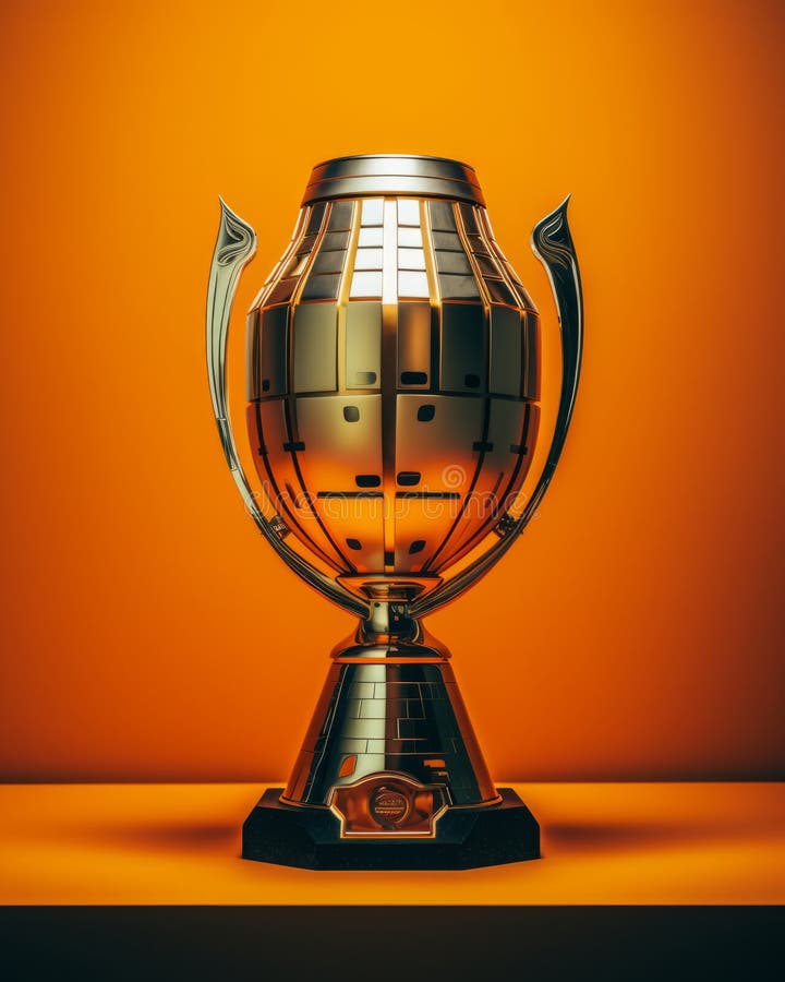 A Golden Trophy on an Orange Background Stock Illustration ...
