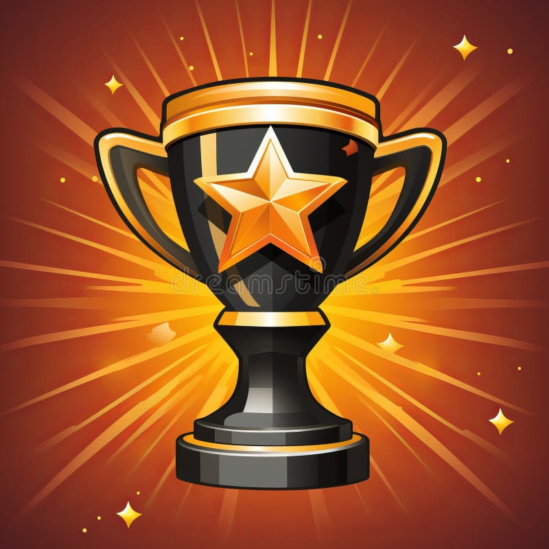 A Golden Trophy with an Orange Star on Top Stock Illustration ...