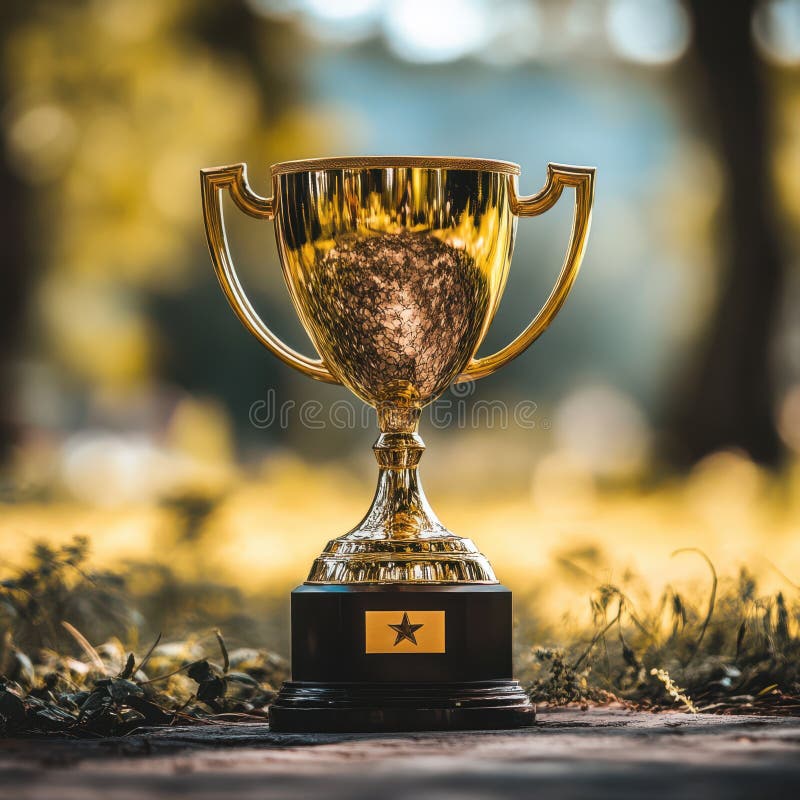 Golden Trophy Outdoors Achievement Award Success Stock Illustration ...