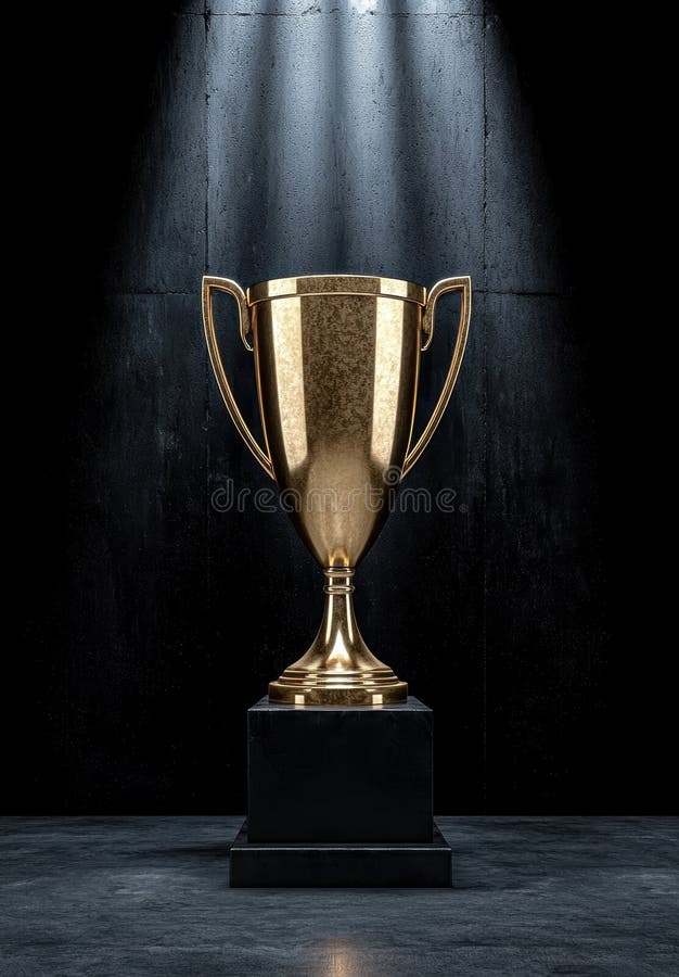 Golden Trophy on a Pedestal Under a Spotlight. Stock Illustration ...