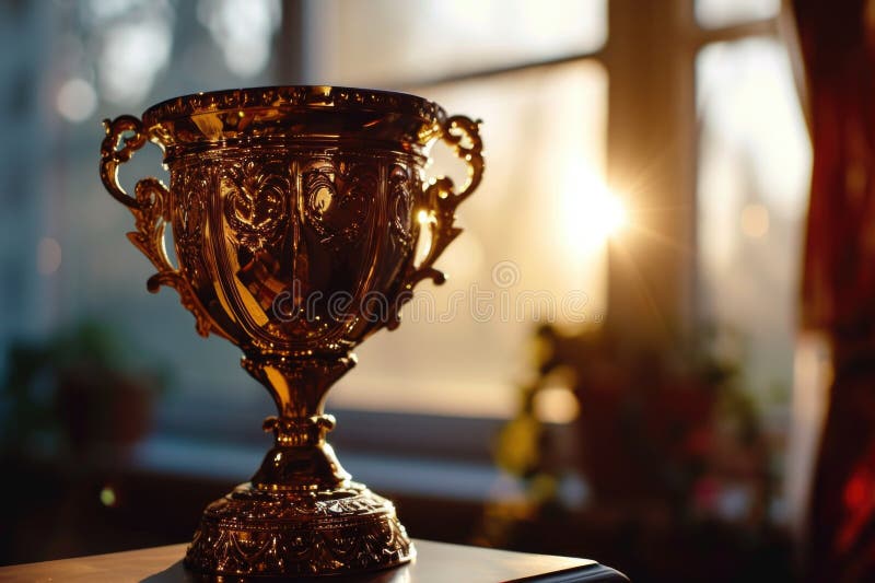 A Golden Trophy Placed on a Table. Perfect for Award Ceremonies or ...
