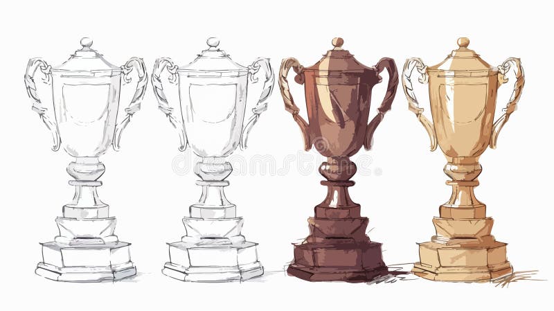 Golden Trophy Prize and Hand Illustration for Success and Achievement ...