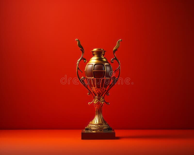 A Golden Trophy with a Man Holding His Hands Up in the Air Stock ...