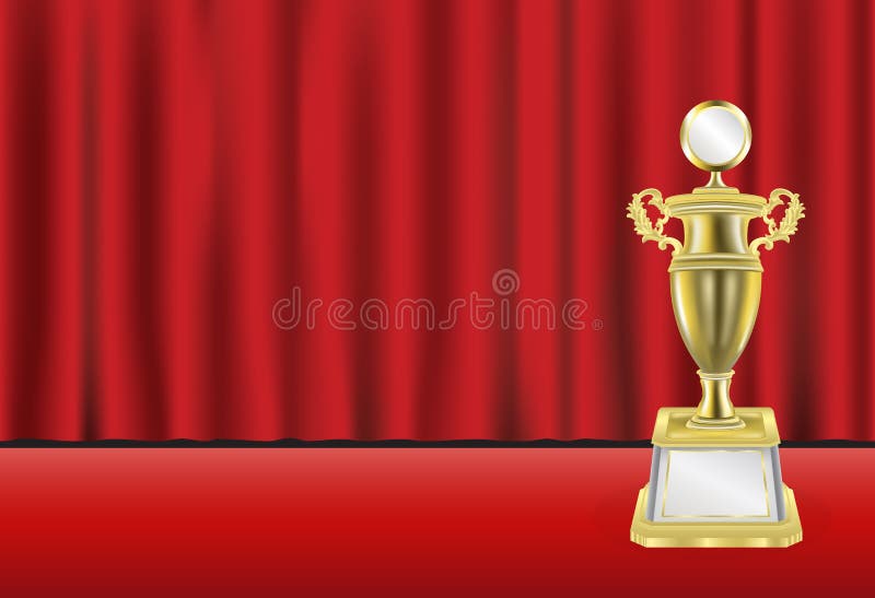 Golden Trophy with Red Curtain Background Stock Vector - Illustration ...