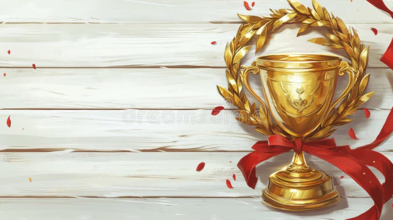 A Golden Trophy with a Red Ribbon Around it Stock Illustration ...