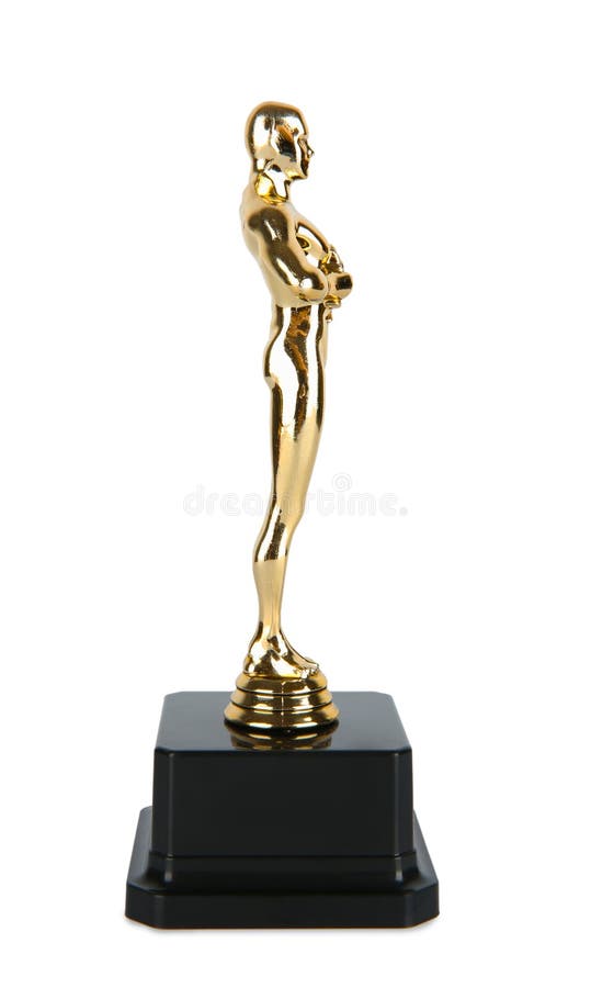 Golden Trophy in Shape of Human Figure Isolated on White Stock Image ...