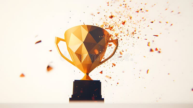 Golden Trophy Shattering into Pieces Stock Illustration - Illustration ...