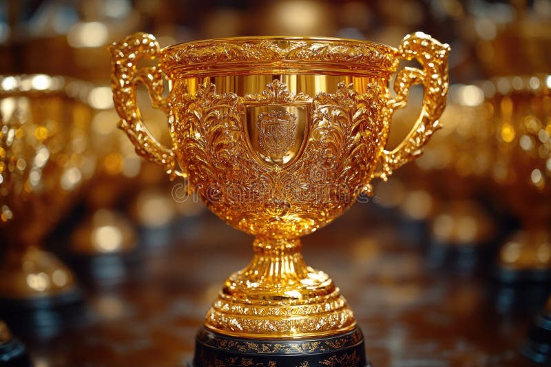 A Golden Trophy Sits Atop a Table, Ready for Display or Presentation ...