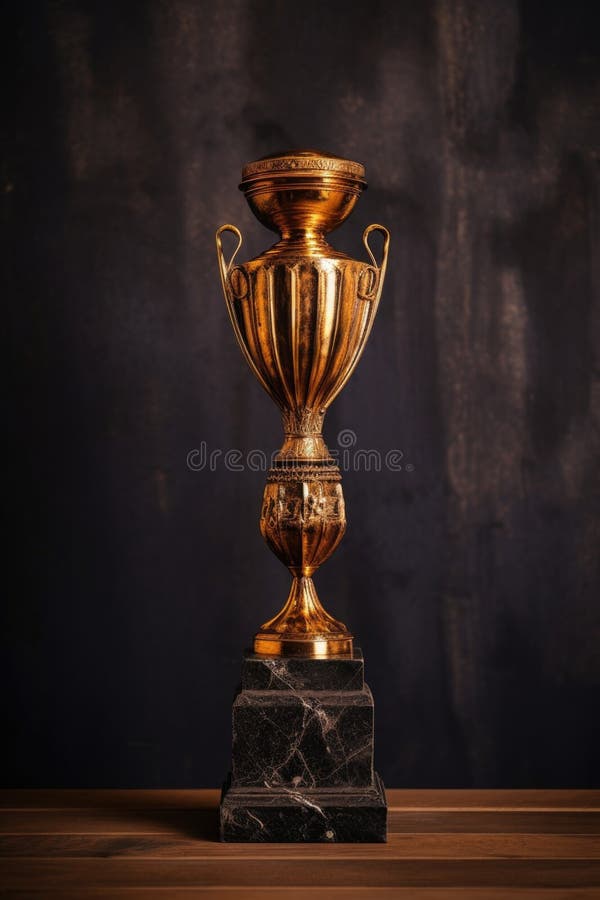 Golden Trophy Standing on a Pedestal Stock Illustration - Illustration ...