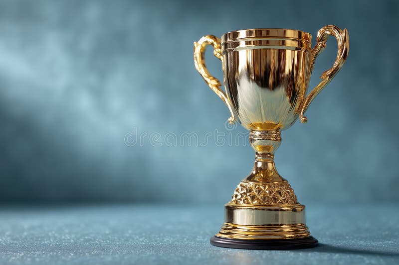 Shiny Golden Trophy Sits on a Smooth Surface in a Clean, Minimalist ...