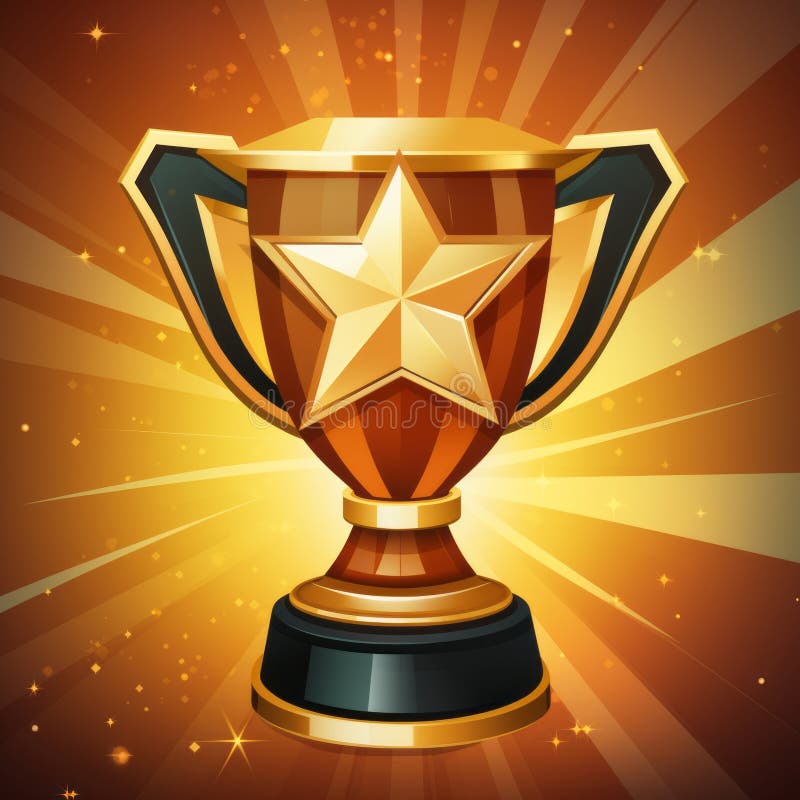 A Golden Trophy with a Face on it Stock Illustration - Illustration of ...