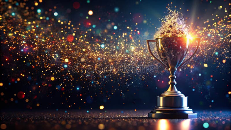A Golden Trophy Surrounded by Sparkling Festive Lights Celebrating a ...