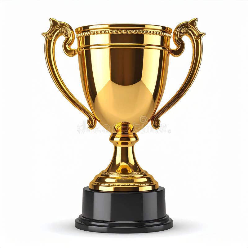 Golden Trophy with Two Handles on Black Base Stock Illustration ...