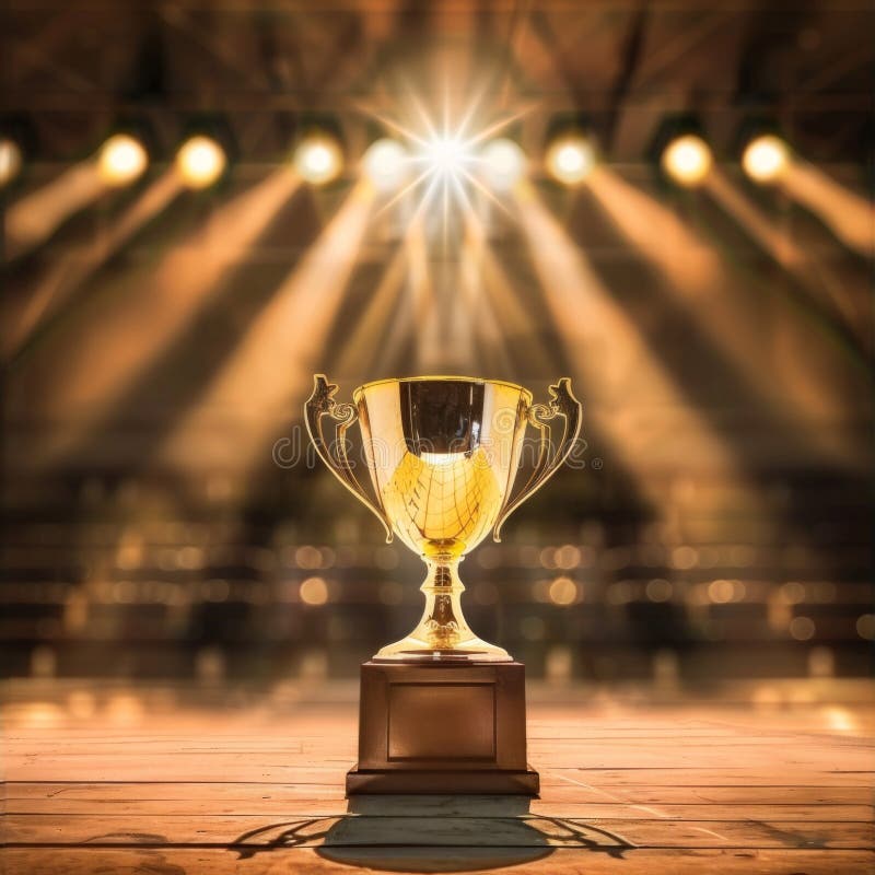 A Golden Trophy Under Spotlight in an Award Ceremony Stock Illustration ...