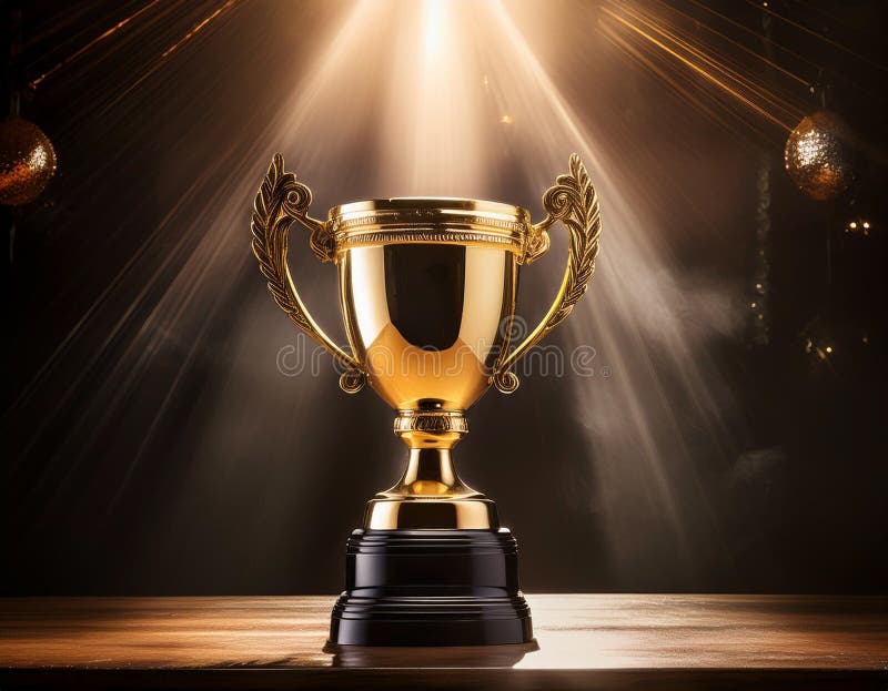 A Golden Trophy Under Spotlight Representing Success and Victory Stock ...