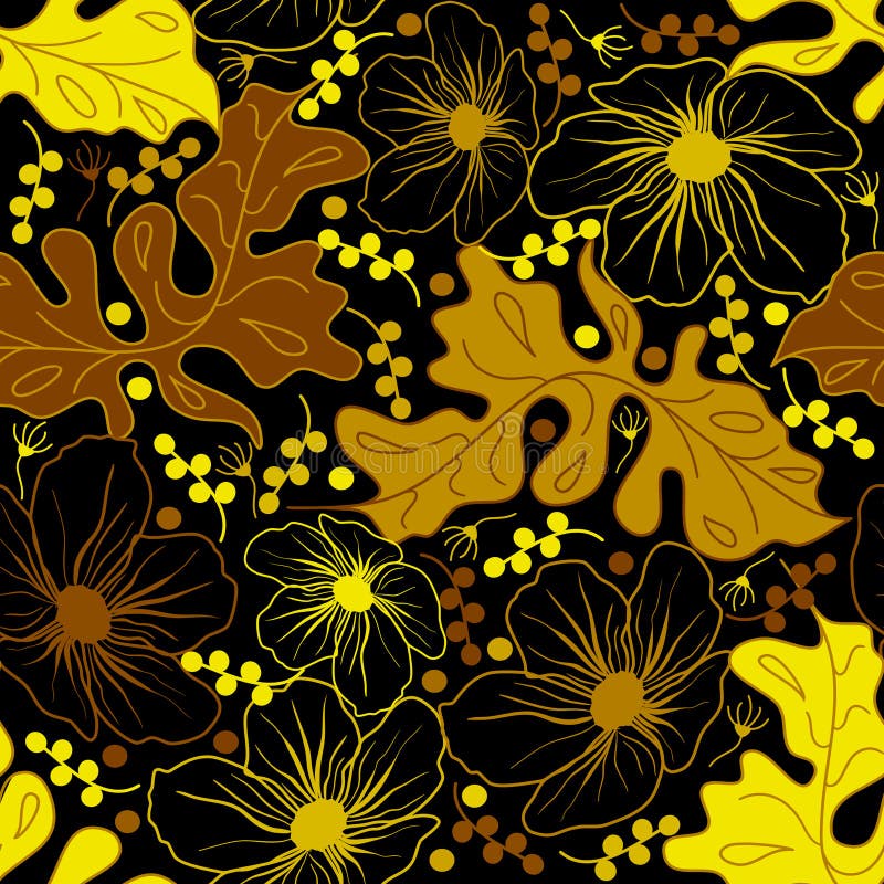 Golden Tropics Vector Pattern Stock Vector - Illustration of seamless ...