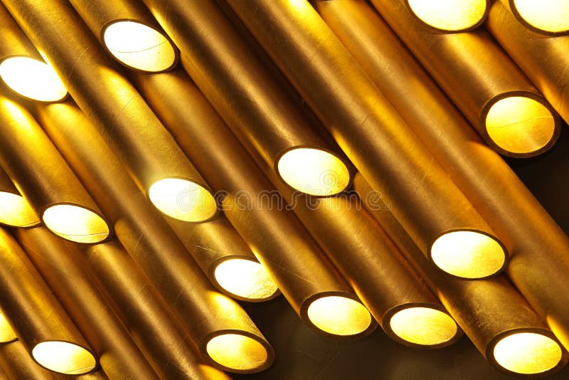 Golden Tube Lamp. Texture. Closeup.Creative Modern Lamp Stock Photo ...
