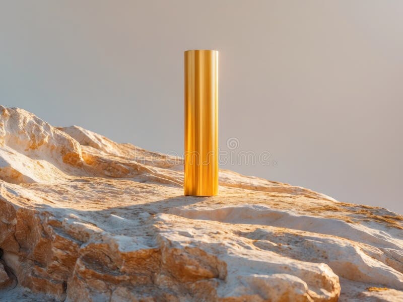 Golden Tube on Rocky Surface in Warm Sunlight Stock Image - Image of ...