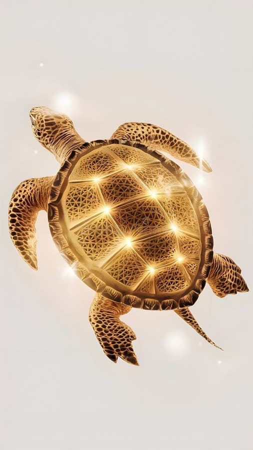 Golden Turtle on Gold Background, Illustration 2024 Stock Illustration ...