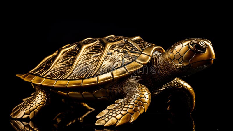 Golden Turtle Statue on Black Surface - Uhd Image by Brian Sum Stock ...