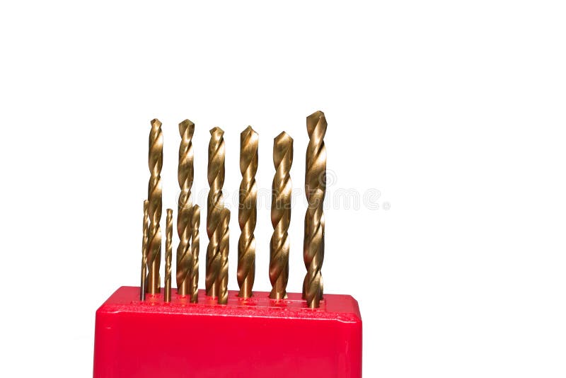 Golden twist drill bit stock photo. Image of manufacture - 46708230