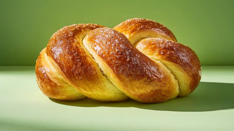 Golden Twisted Bread on Green Background Stock Illustration ...