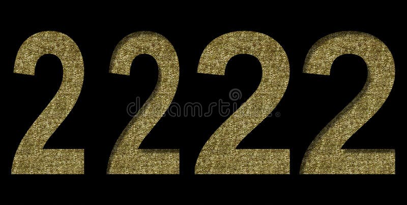 Golden Two, 2 Cut Out of Black Paper on the Backdrop of a Pattern of ...