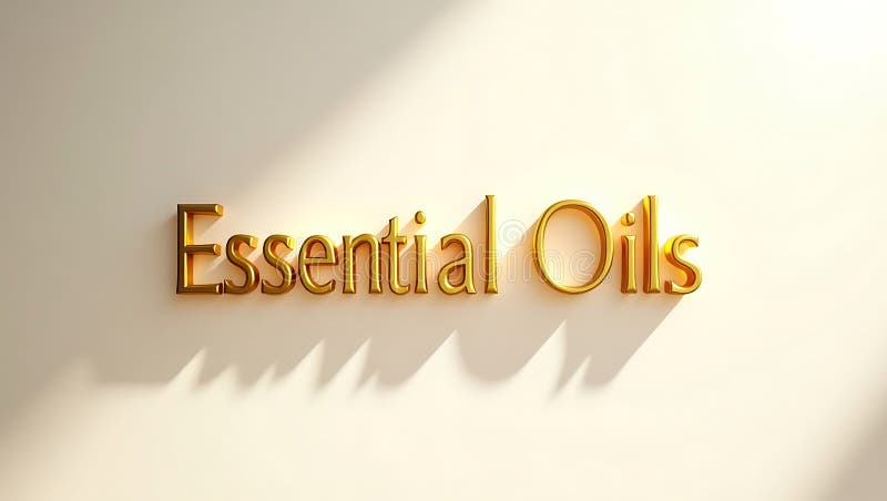 Golden Typography of Essential Oils Displayed Against a Light ...