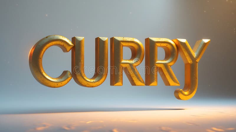Golden Typography of the Word Curry Set Against a Simple Background ...