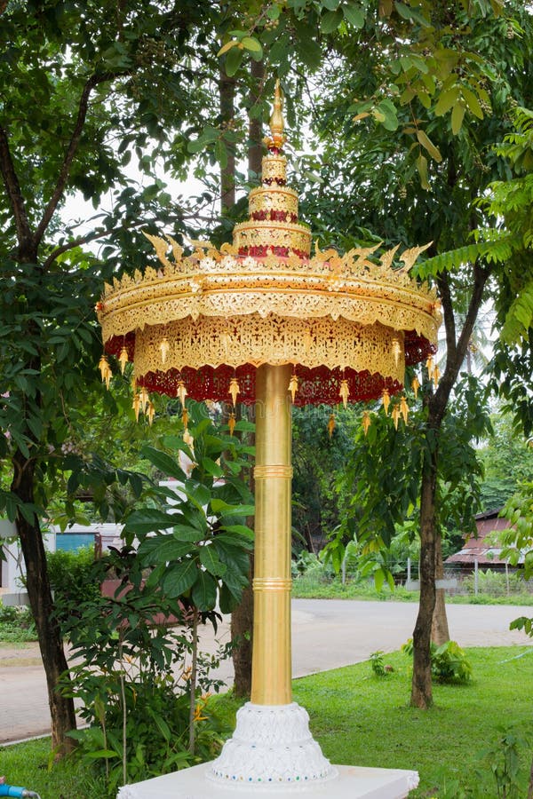 Golden Umbrella in Buddhist Temple in Chiang Mai, Stock Image - Image ...