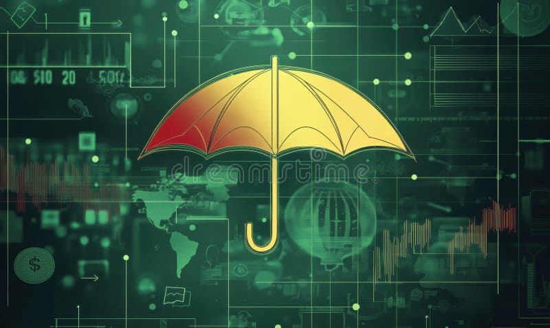 Golden Umbrella Symbolizing Protection in Financial Data Analysis with ...