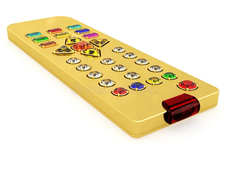 Golden Universal Remote Control with Gems Buttons Stock Illustration ...