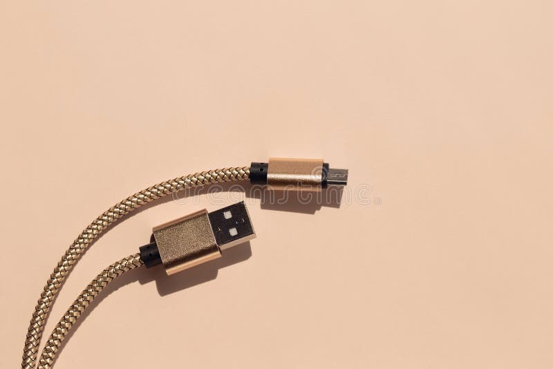 Golden USB Cable and Micro USB for Smartphone, Tablet or Computer ...