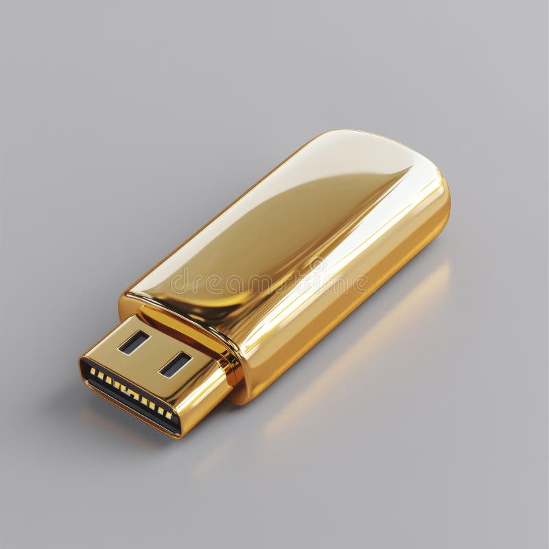 Golden USB Drive stock illustration. Illustration of drive - 335303943