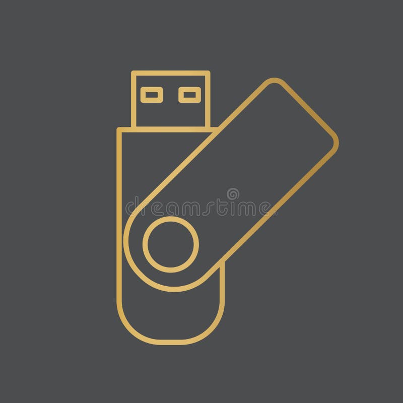 Golden USB Flash Pen Drive Icon Stock Vector - Illustration of disk ...