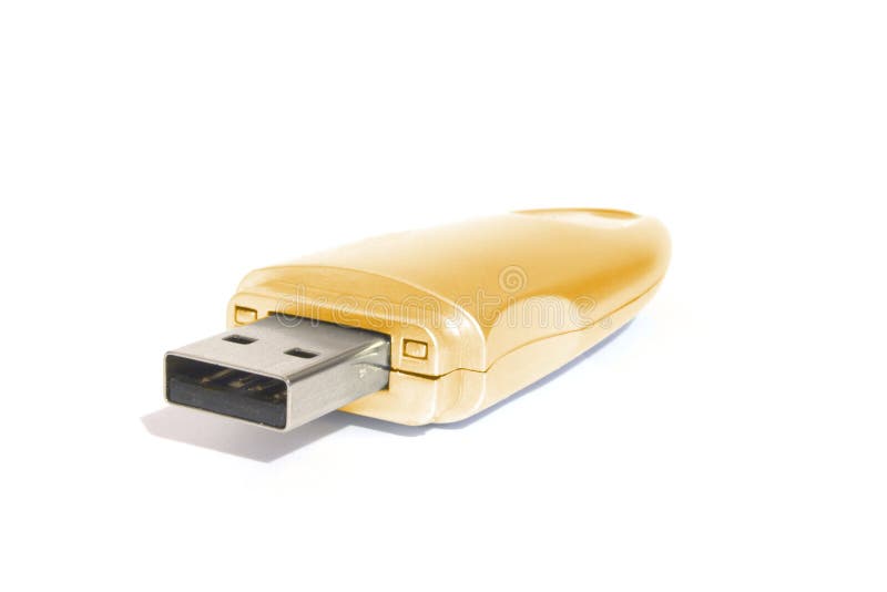 Golden USB Memory Stick stock photo. Image of gold, folder - 123422